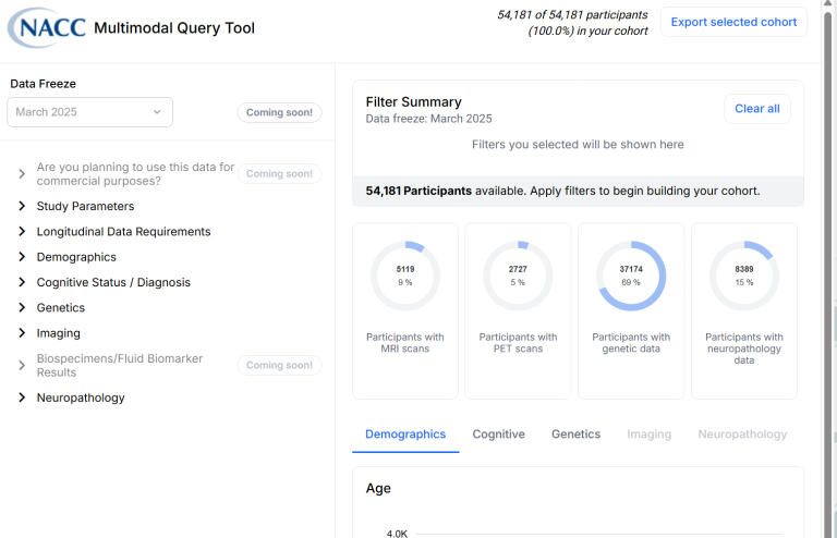Just Launched: NACC’s Multimodal Query Tool (MQT v1) - DSS NIAGADS